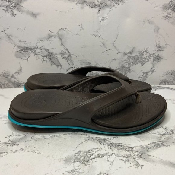 CROCS | Shoes | Crocs Women Tone Sandal Brown Flip Flop Comfort Casual ...